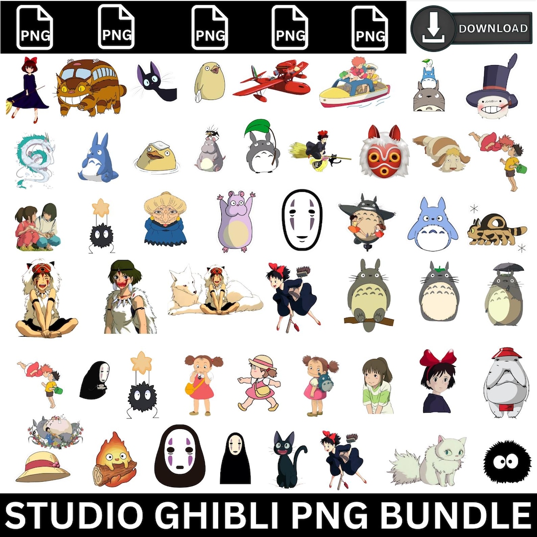 Ensemble de cliparts PNG Studio Ghibli, Stickers service de livraison ...
