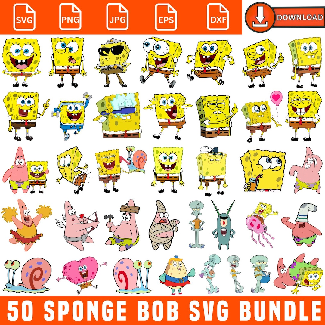 Sponge Bob Svg Png Bundle, Sponge Bob Svg, Patrick Svg, Sponge Bob ...