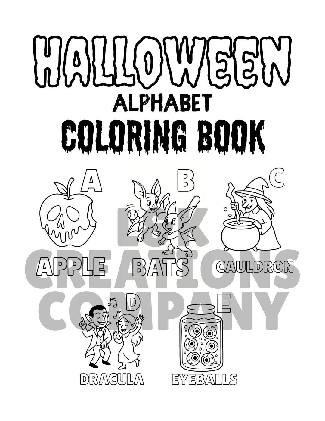 Halloween Alphabet Coloring Book - Etsy