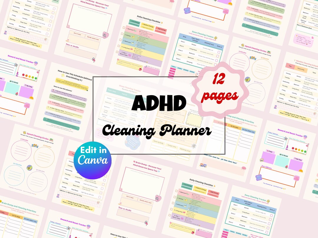 Chore Chart for ADHD Adults - Printable Cleaning Schedule and Room-by ...