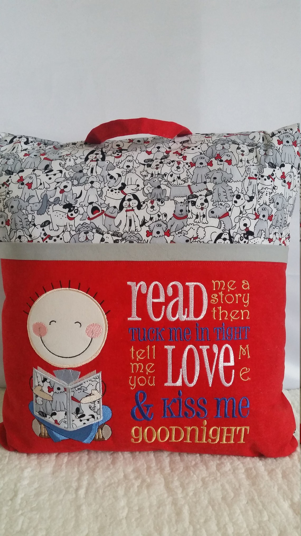 Embroidered Reading Pillow - Etsy
