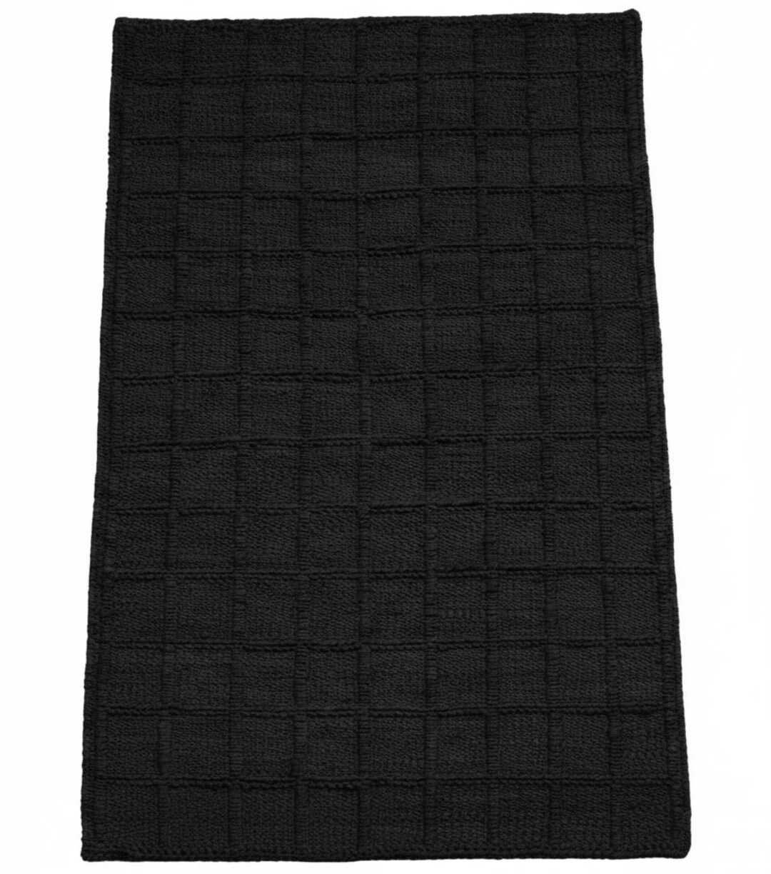 Black Jute Braided Grid Pattern Area Rug - Scandinavian Boho Large Size ...