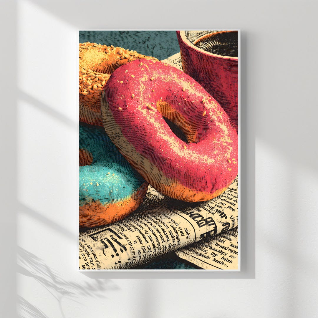 Vintage Pop Art Donuts Print, Retro Food Poster Art (PRINTABLE Digital ...