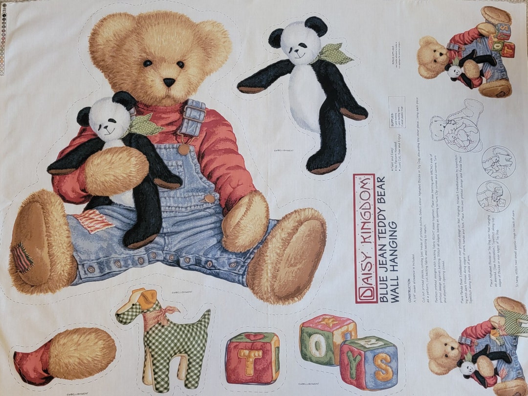 Cotton Fabric | BLUE JEAN Teddy BEAR | Wall Hanging | Quilt | Fabric ...