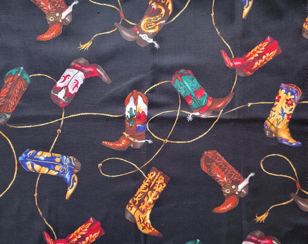 Cotton Fabric | WELL HEELED | Nicole De Leon | Alexander Henry | Cowboy Boots | Rare | Oop ...