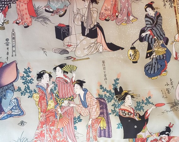 Cotton Fabric Alexander Henry STROLL BY the EDOGAWA | Etsy