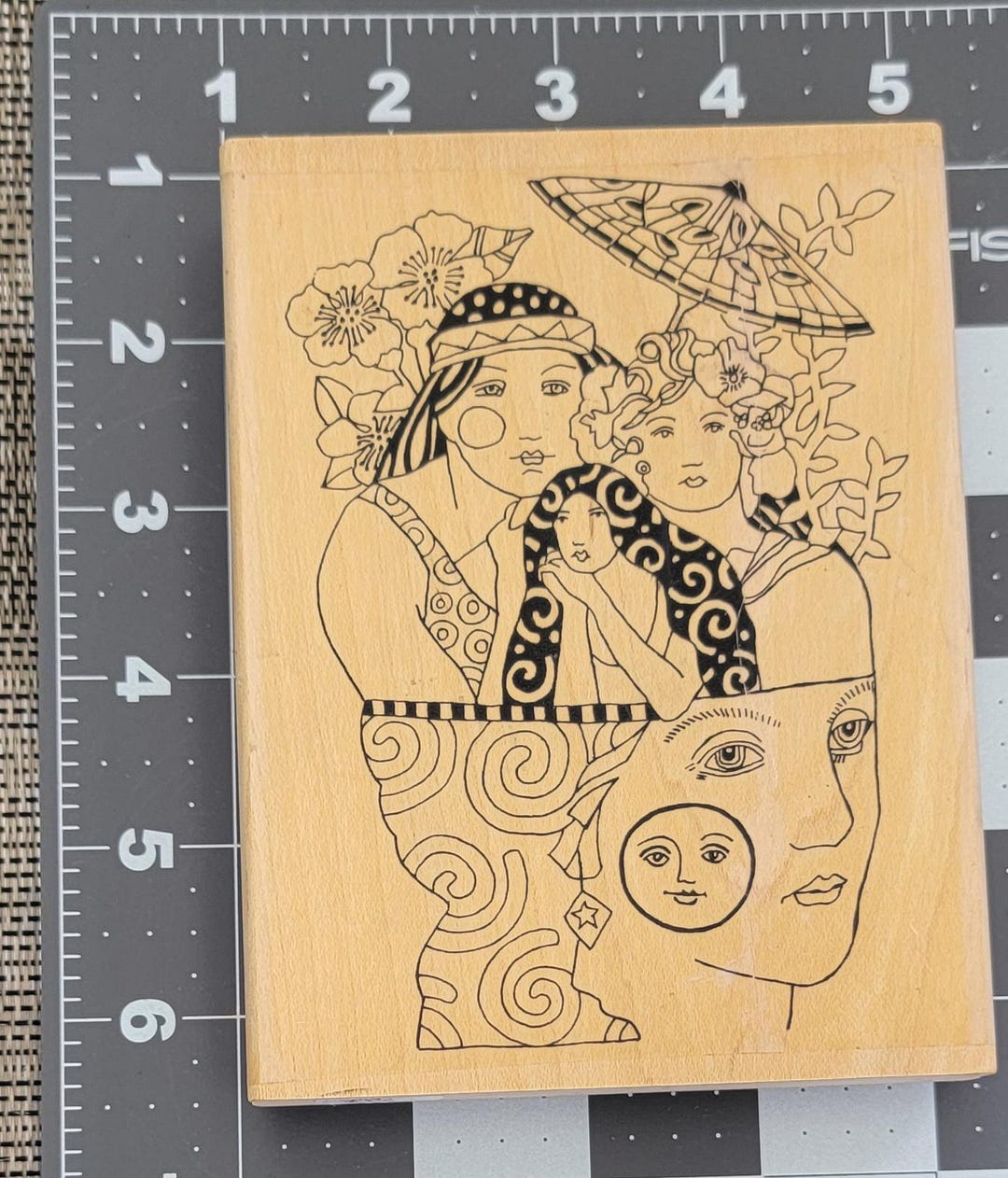 Rubber Stamp | Art | 4 WOMEN and UMBRELLA | Paula Best | 0307A | Rare ...