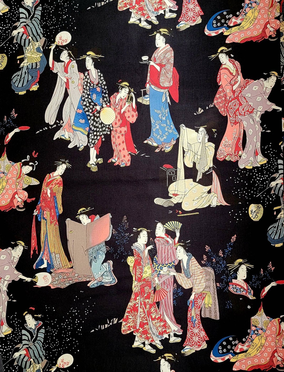 Cotton Fabric | Alexander Henry | STROLL BY the EDOGAWA | Geisha ...