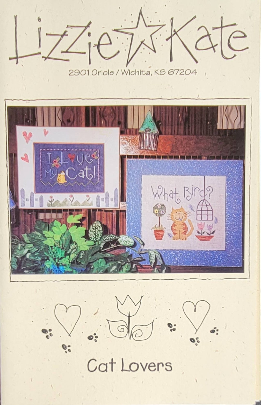 Lizzie Kate Cat Lovers Cross Stitch Pattern | Folk Art Chartpack - Etsy