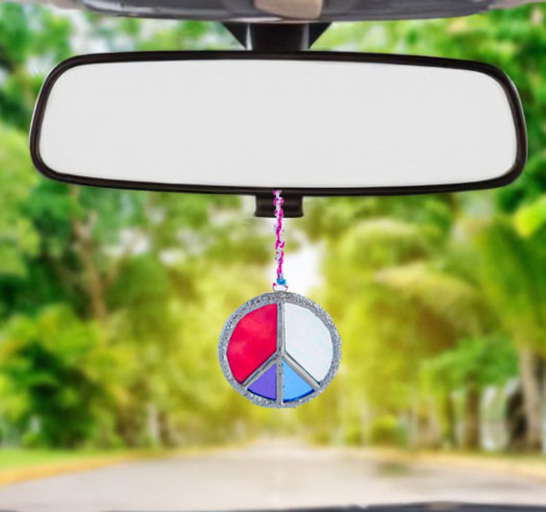 Peace Sign Stained Glass Car Charm - Etsy