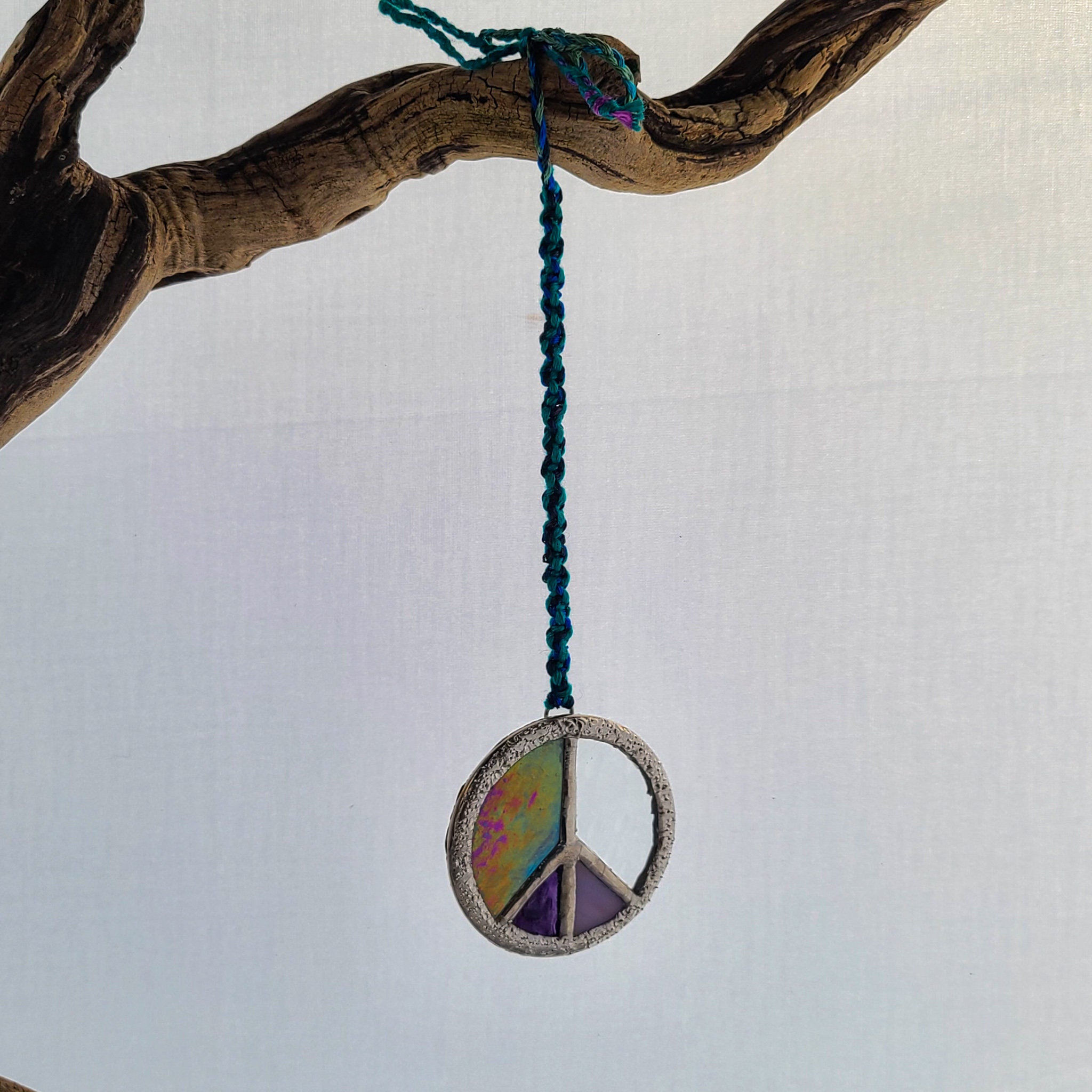 Stained Glass Peace Sign Car Charm Rear View Mirror - Etsy