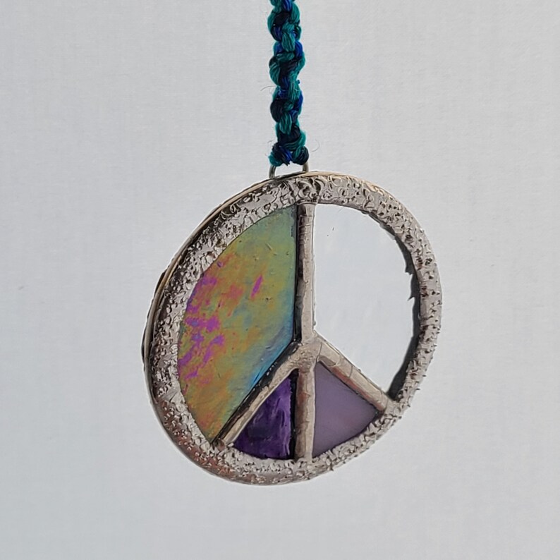 Stained Glass Peace Sign Car Charm Rear View Mirror - Etsy