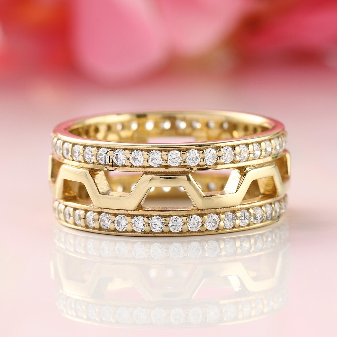 Stacking Full Eternity Lab Diamond Band, Zig Zag Engagement Band, Round ...