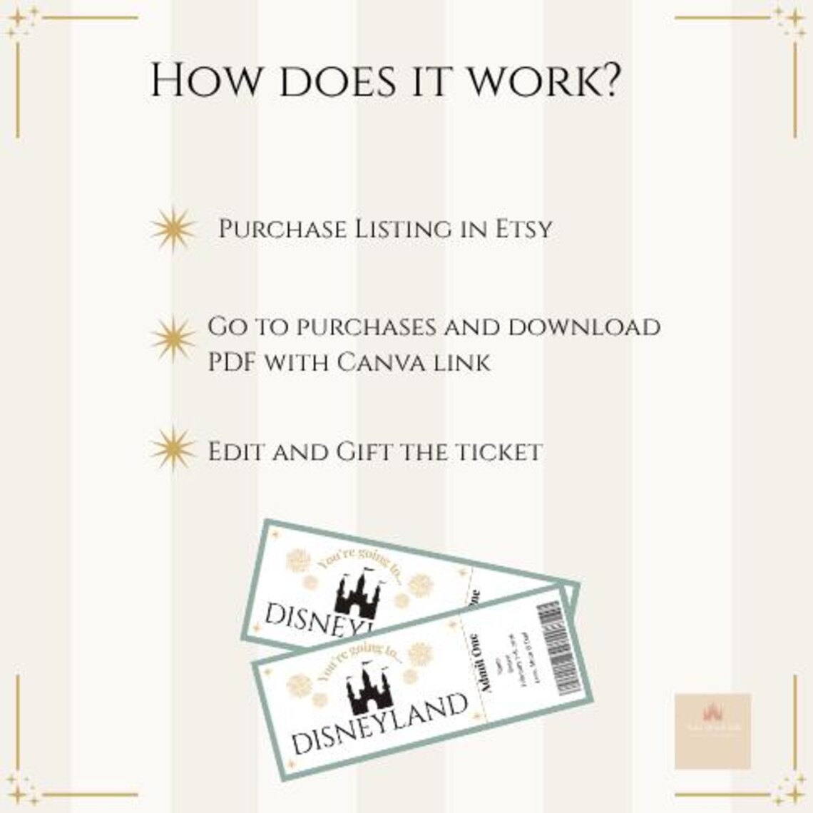Surprise Disneyland Ticket: Printable & Editable Vacation Gift (digital ...