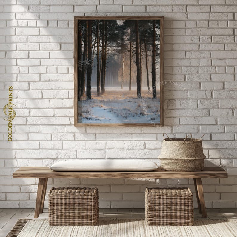 Forest Wall Art Gold Tree Scene Living Room Decor Printable Digital ...