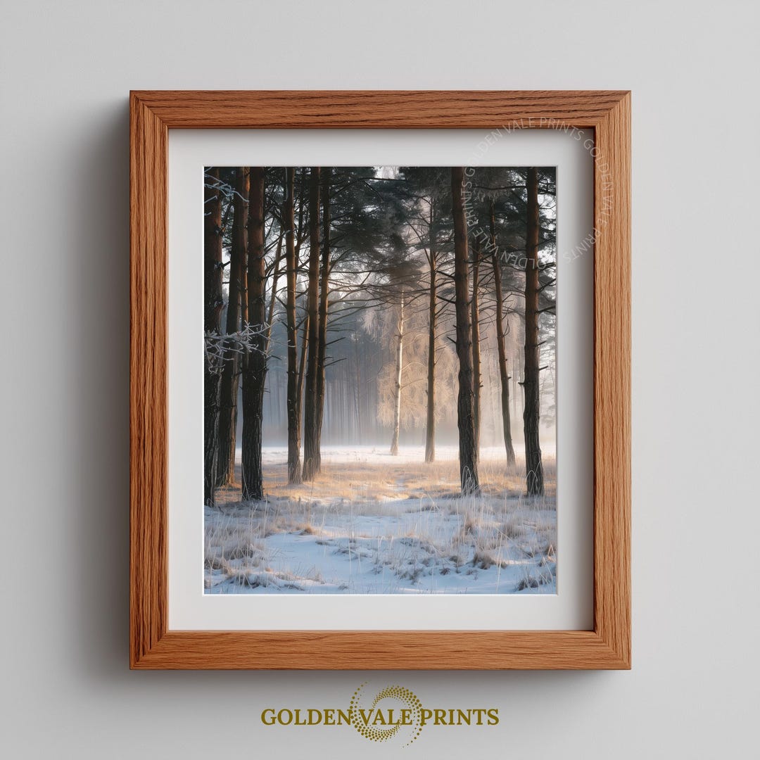Forest Wall Art Gold Tree Scene Living Room Decor Printable Digital ...