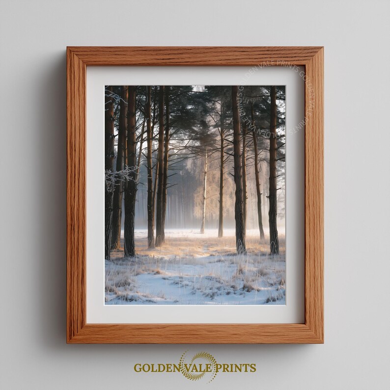 Forest Wall Art Gold Tree Scene Living Room Decor Printable Digital ...