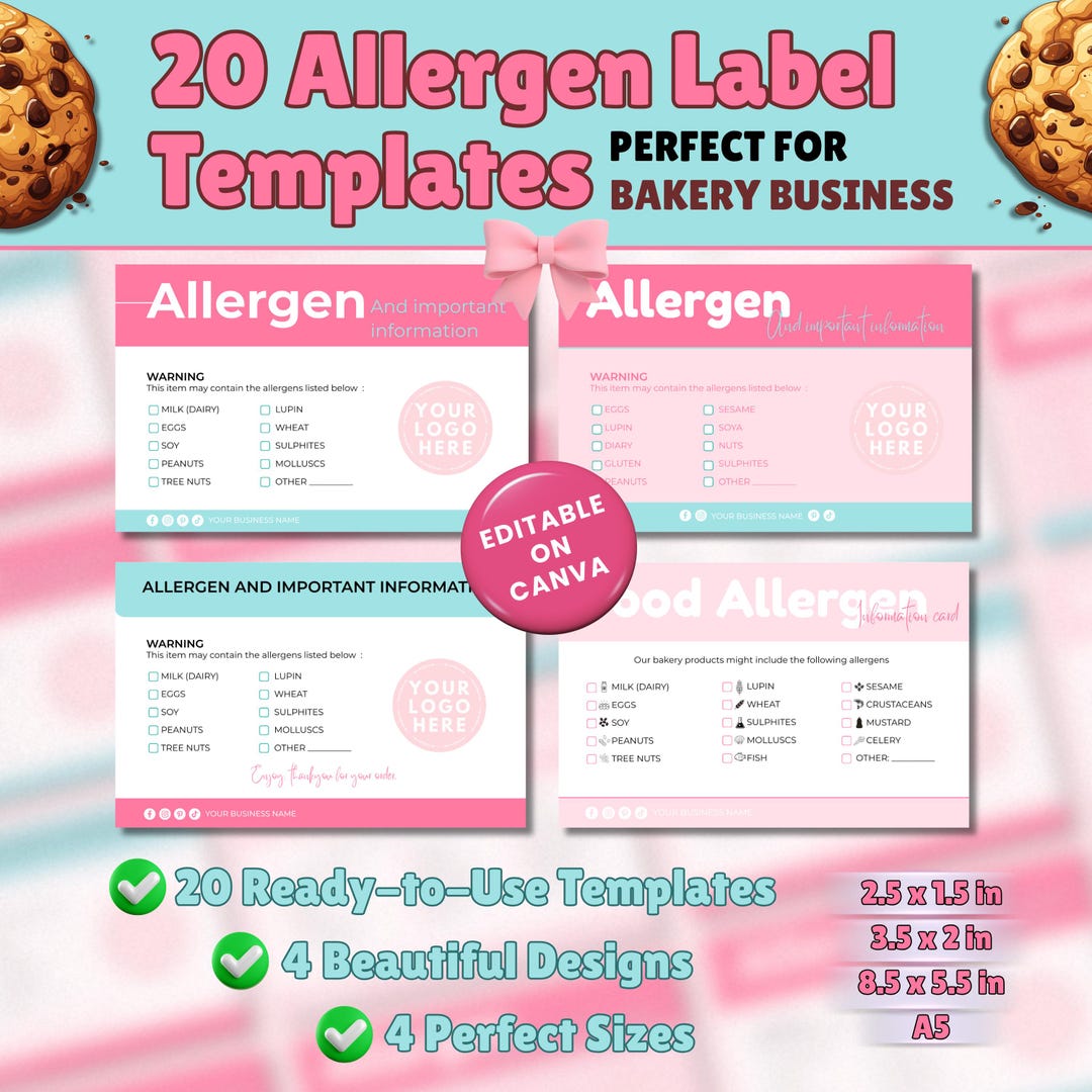 Editable Allergen Stickers | Printable Food Label, Custom Allergy ...