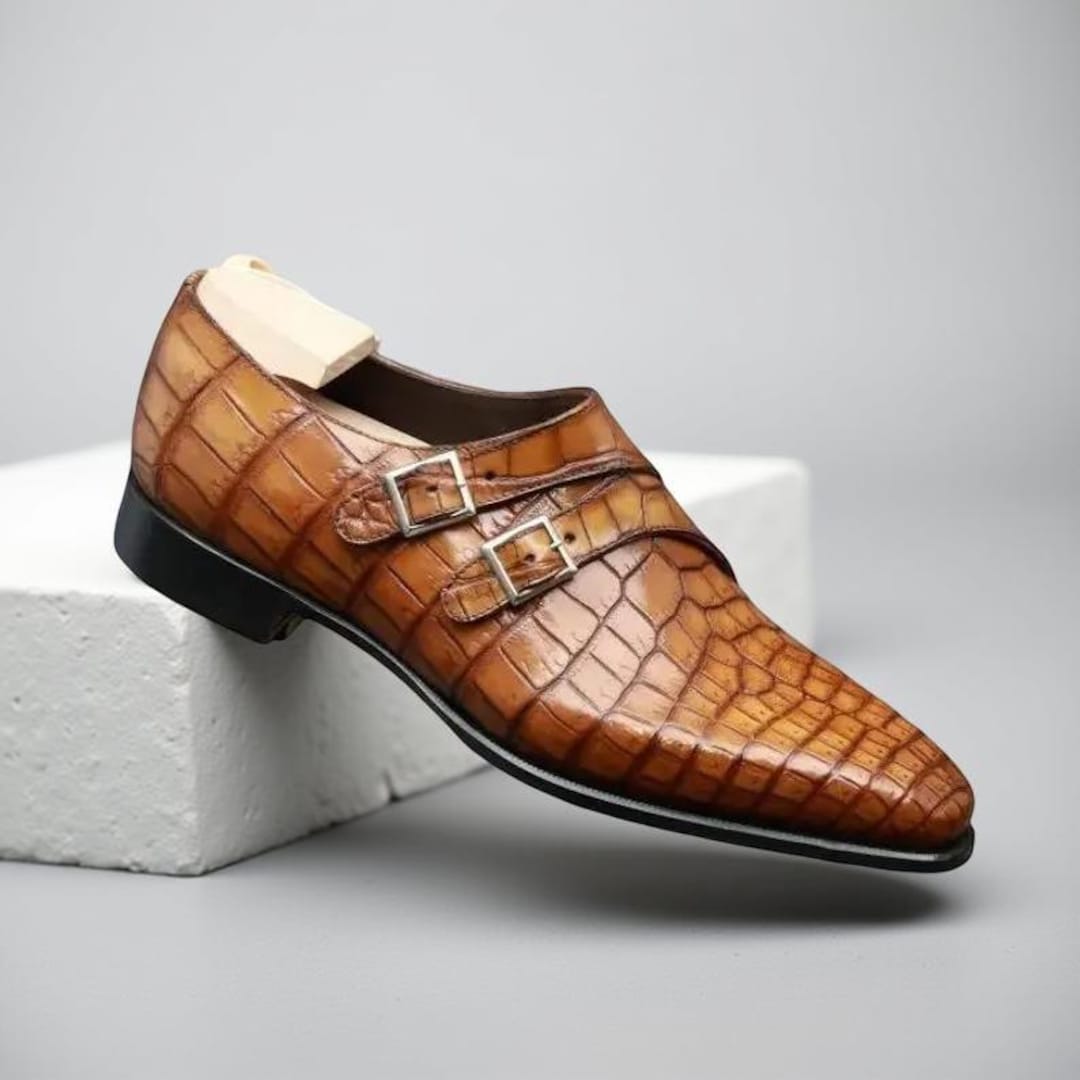 Genuine Handmade Men's Leather Shoes, Two Buckle Shoe, With Matching ...