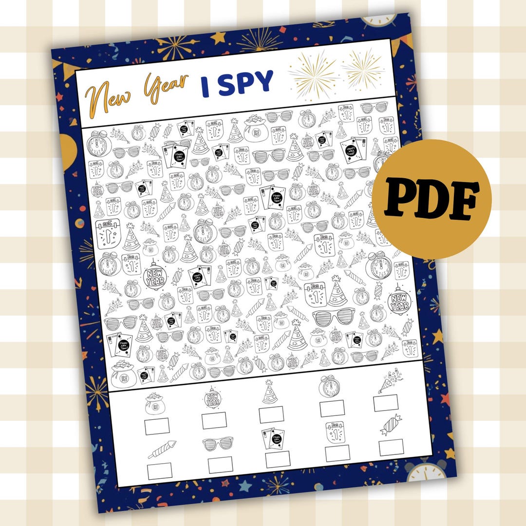 I Spy New Year Coloring Page, New Year’s Eve Activity for Kids - Etsy