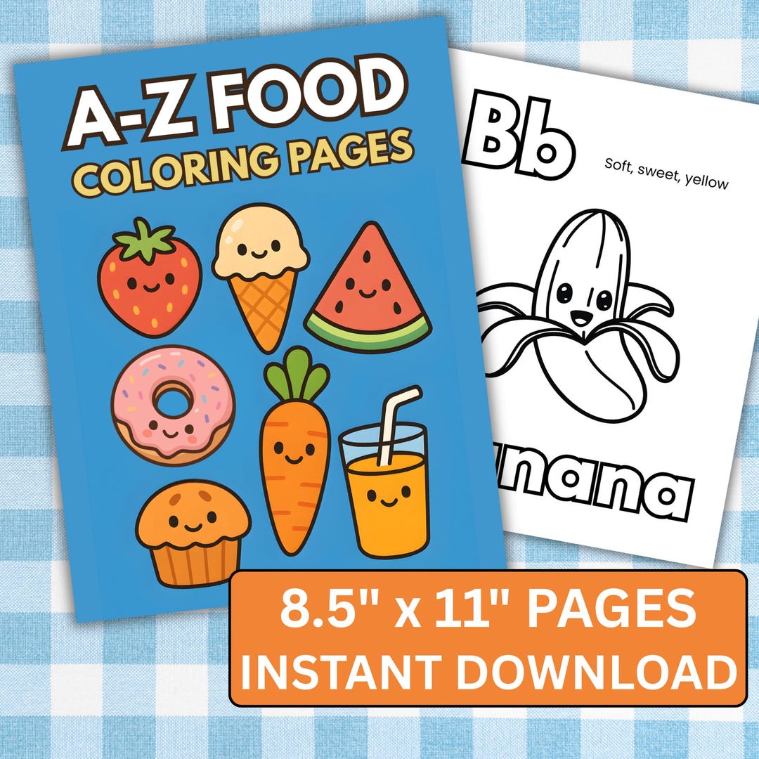 Alphabet Food Coloring Pages for Kids, Printable Educational ABC ...