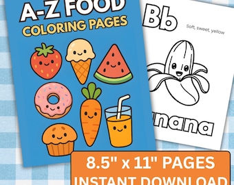 Printable Food Alphabet Coloring Pages - Etsy