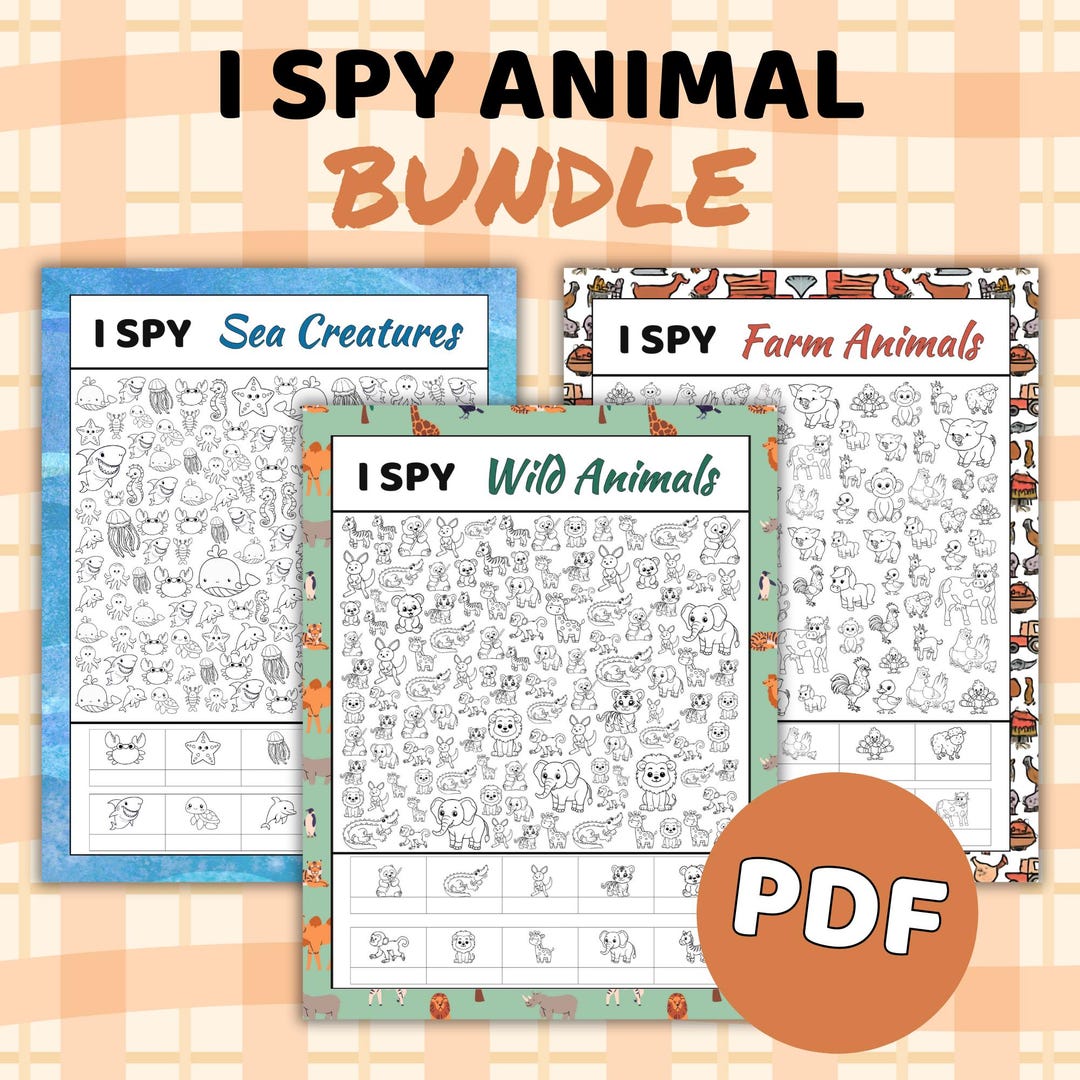 I Spy Animal Coloring Pages Bundle, Printable Activity for Kids - Etsy