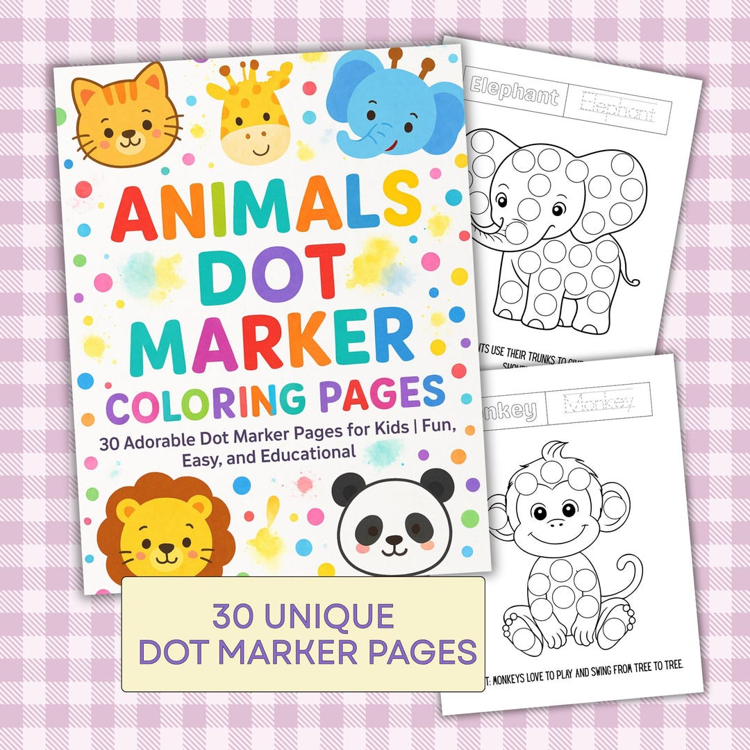Animals Dot Marker Coloring Pages, Preschool & Toddler Learning ...