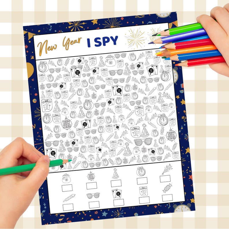 I Spy New Year Coloring Page, New Year’s Eve Activity for Kids - Etsy