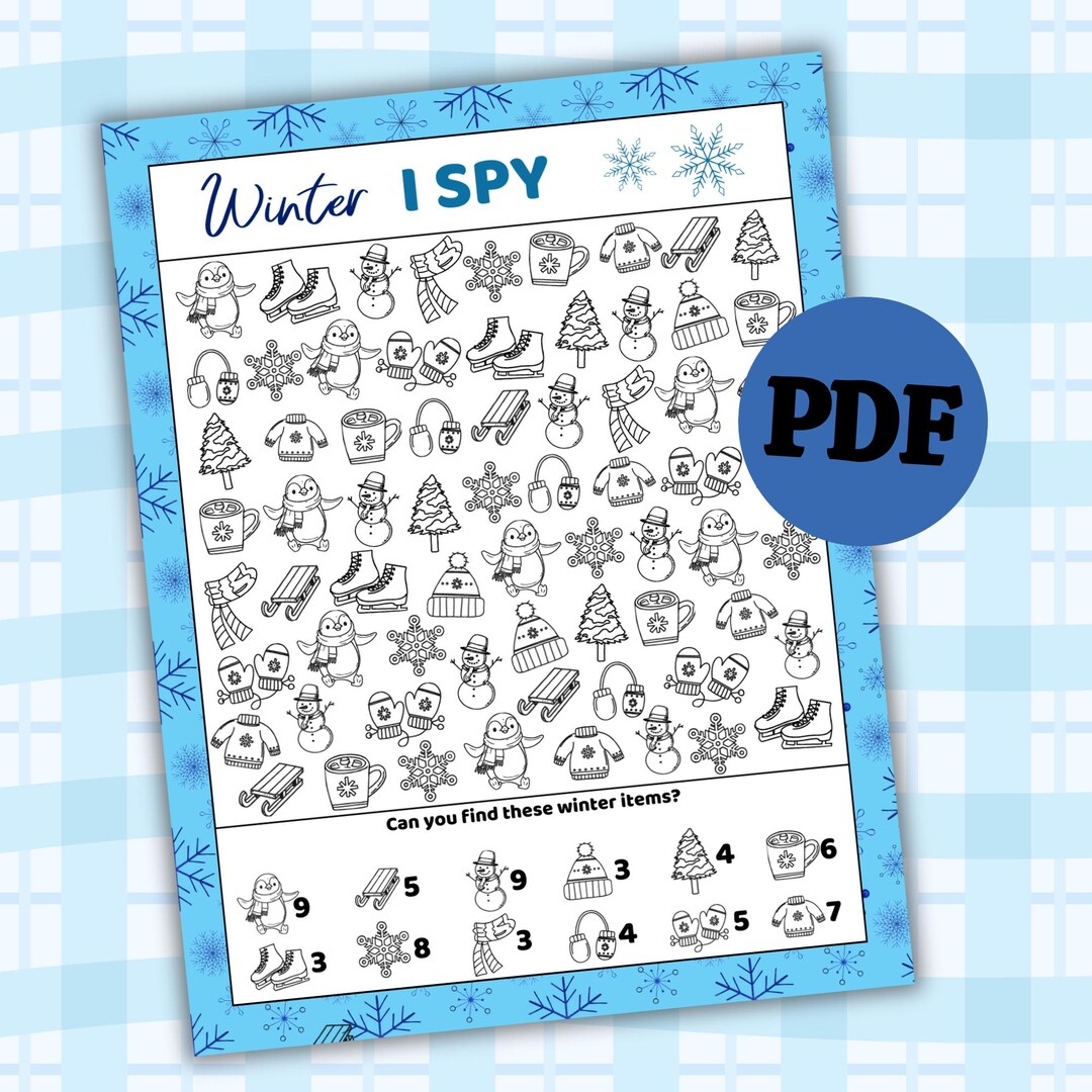 I Spy Winter Coloring Page, Fun Winter Printable Activity for Kids - Etsy