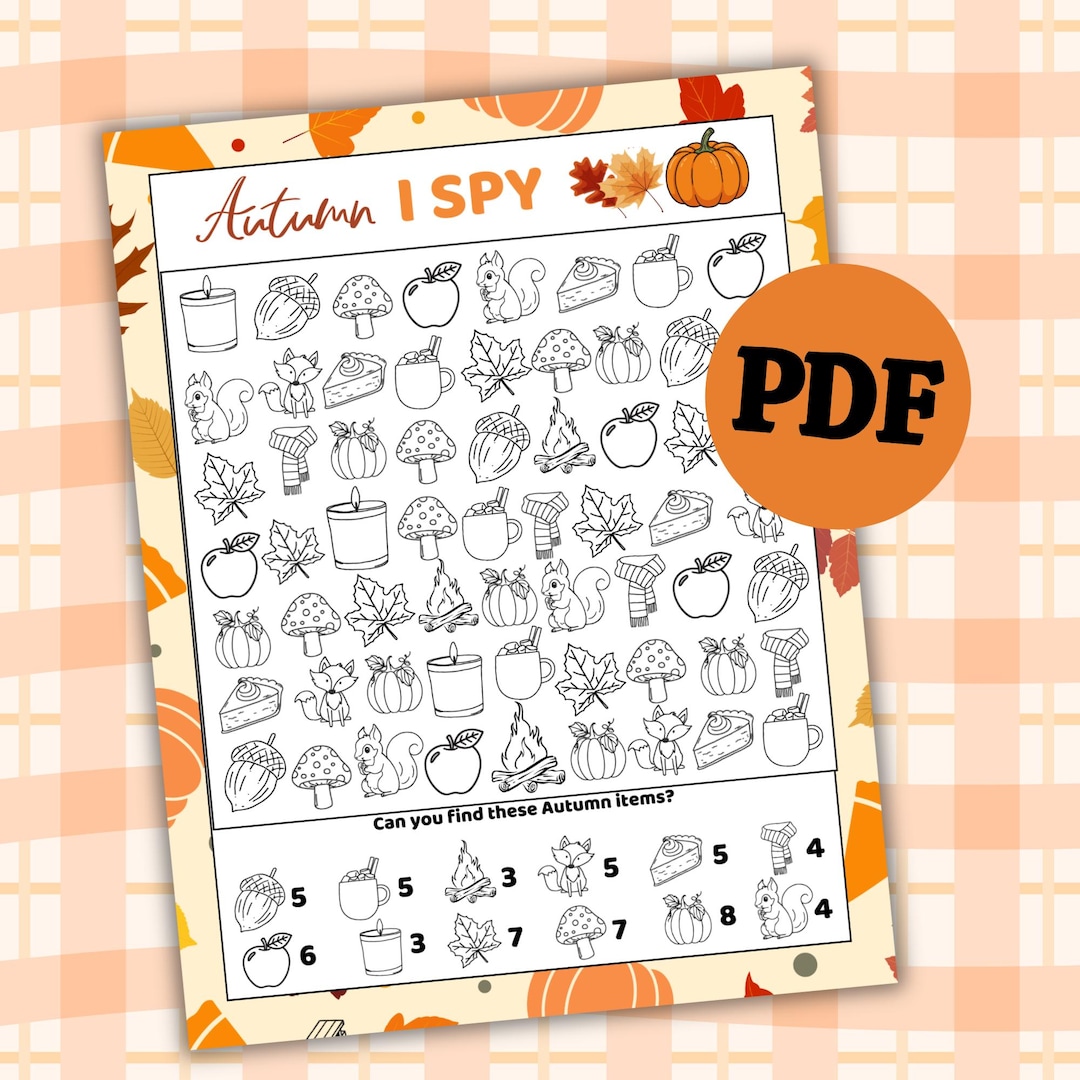 I Spy Autumn Coloring Page, Fun Fall Printable Activity for Kids - Etsy ...