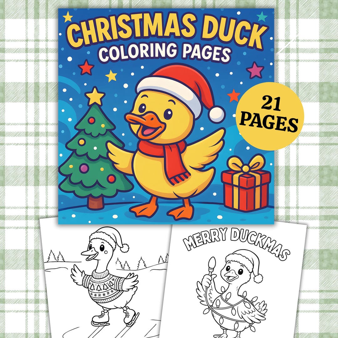 Christmas Duck Coloring Pages, Holiday Printable Coloring Book (PDF) - Etsy