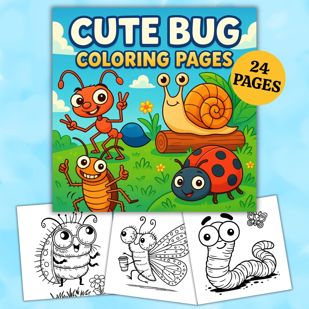 Bug Coloring Pages, Fun Printable Insect Coloring Sheets for Kids - Etsy