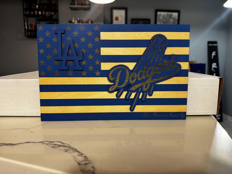 Personalized LA Dodgers Wood Flag | Baseball Wall Decor - Etsy