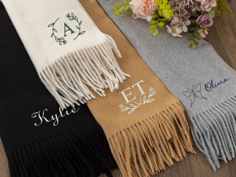 Personalized Scarf, Custom Name Winter Scarf, Soft Knit Shawl With ...