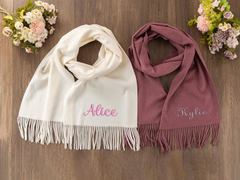 Personalized Scarf, Custom Name Winter Scarf, Soft Knit Shawl With ...