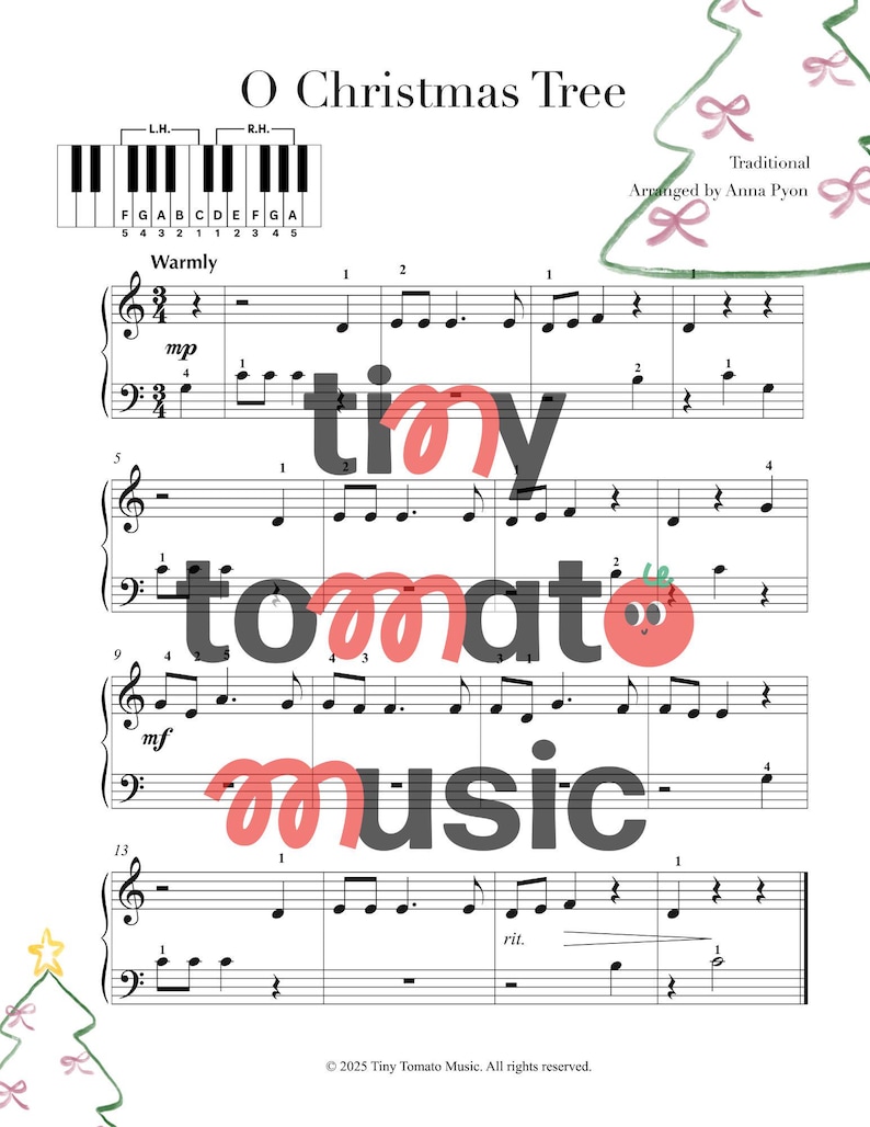 O Christmas Tree – Easy Piano Sheet Music for Kids | Hand Position ...