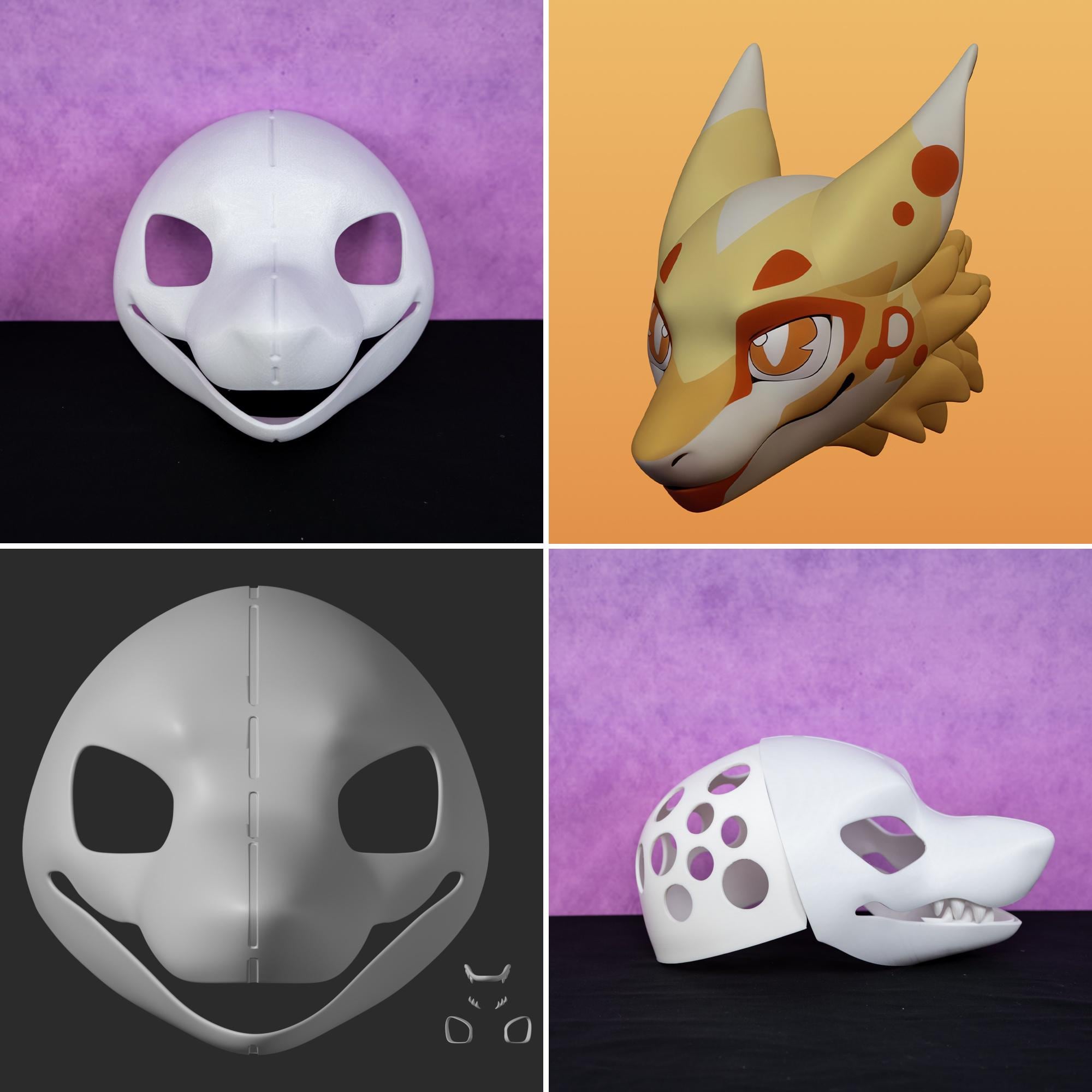 Shark Dog Fursuit Head Base 3D Printed Canine Mask Blank With Teeth ...