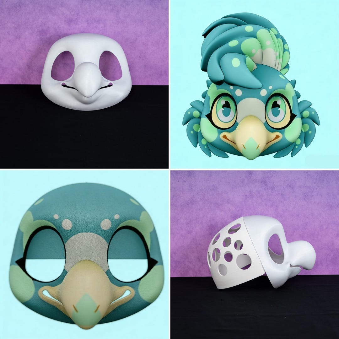 Kemono Bird Fursuit Head Base 3D Printed Parrot Style DIY Blank Mask ...