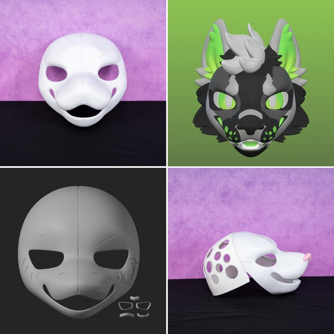 Standard Toony Dog 3D Printed Fursuit Head Base DIY Mask Blank With ...