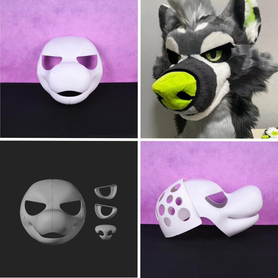 Punk Dog Long Snout Fursuit Head Base Toony Canine 3D Printed DIY Mask ...