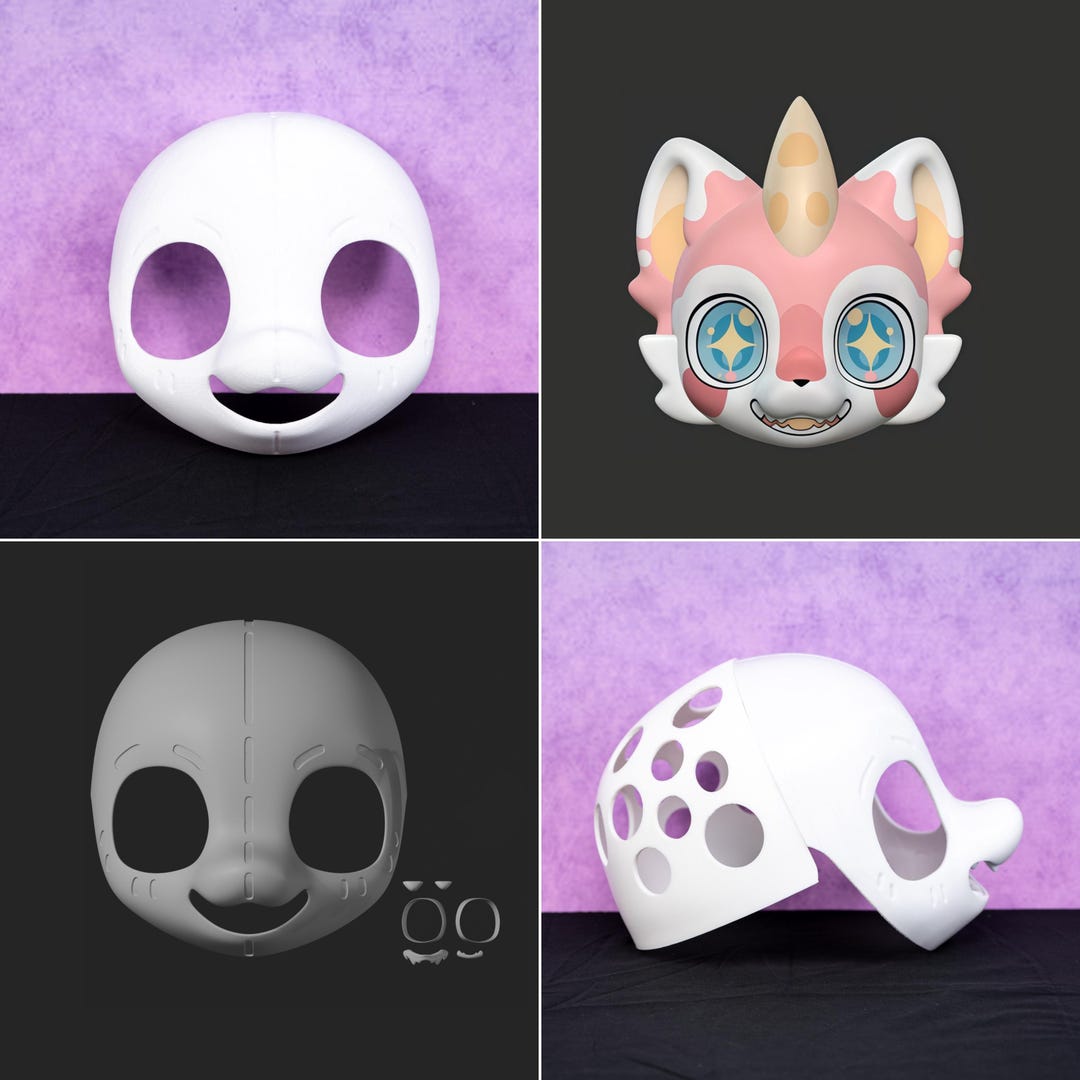 Shark Inspired Furry Mask Base Japanese Kemono Style 3D Printed Fursuit ...