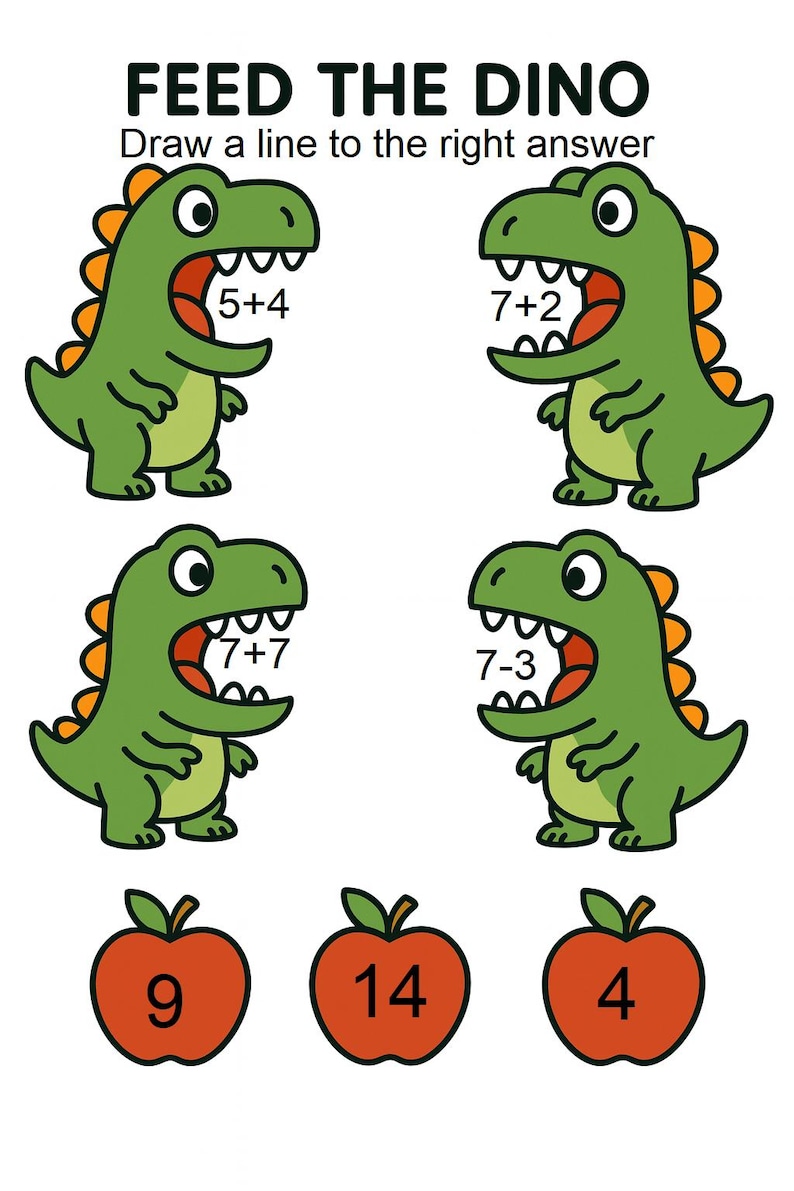 Dino Math Printable Workbook | Number Tracing, Addition & Subtraction ...