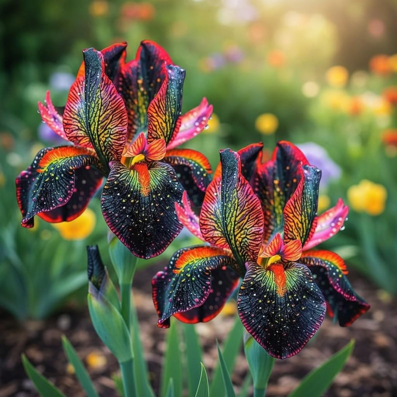 50 Firestorm Galaxy Bearded Iris Seeds – Rare Multicolor Starry Pattern ...
