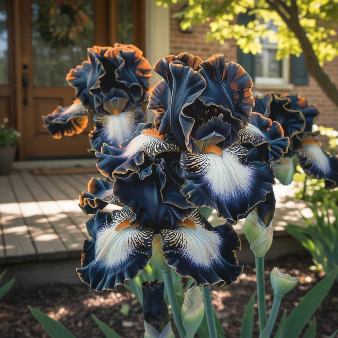 50 Dark Blue Bearded Iris Seeds – Dramatic Ruffled Perennial Garden ...