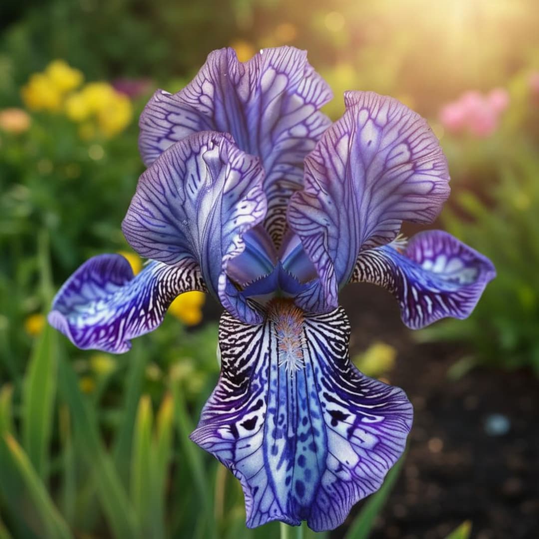 50 Blue Purple Bearded Iris Seeds – Rare Striped Perennial Iris Flower ...