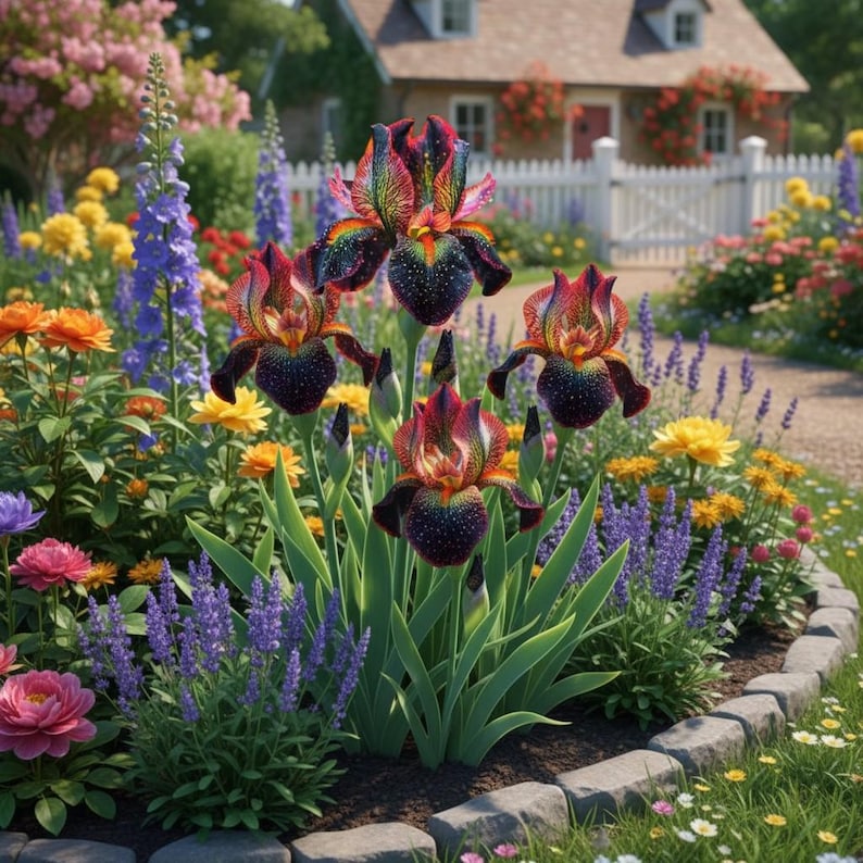 50 Firestorm Galaxy Bearded Iris Seeds – Rare Multicolor Starry Pattern ...