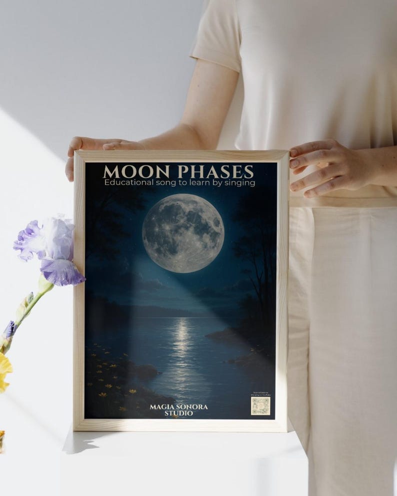 Educational Poster A3 With QR Song - Moon Phases-learn by Singing ...