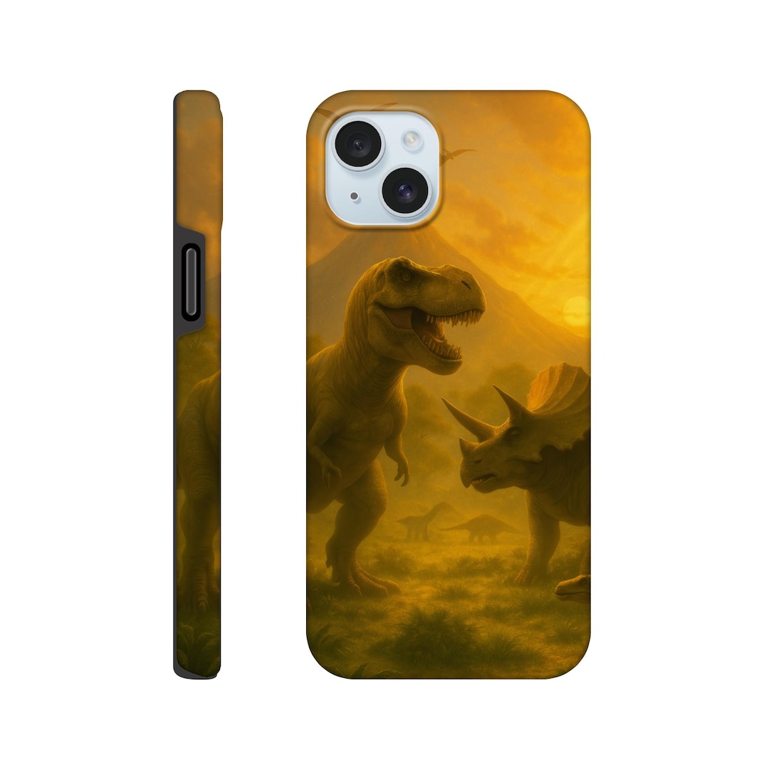 Dinosaur Phone Case – Cinematic T-rex & Triceratops Sunset Cover | Epic ...