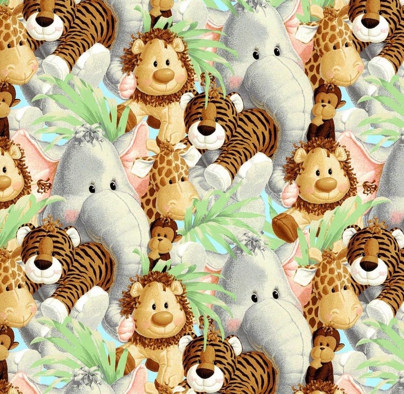 Baby Jungle Animals Fabric 100% Cotton - Etsy